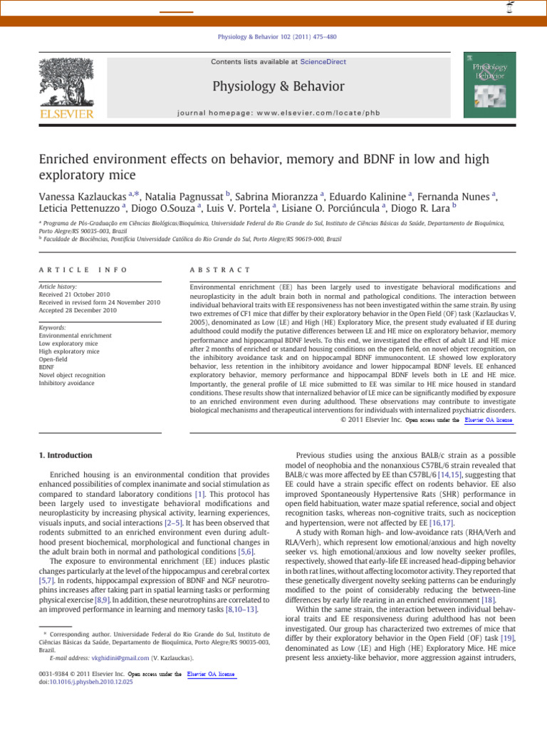 Physiology & Behavior | PDF