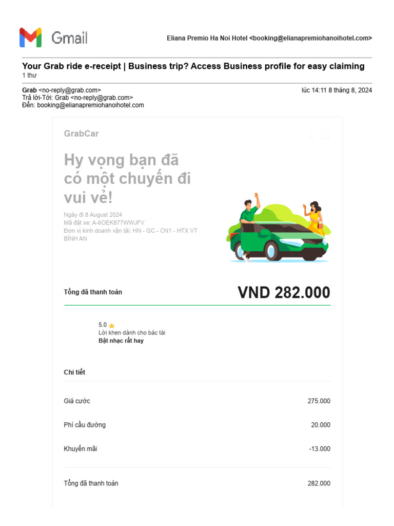 Hy Vọng Bạn Đã Có Một Chuyến Đi Vui Vẻ!: Grabcar | PDF