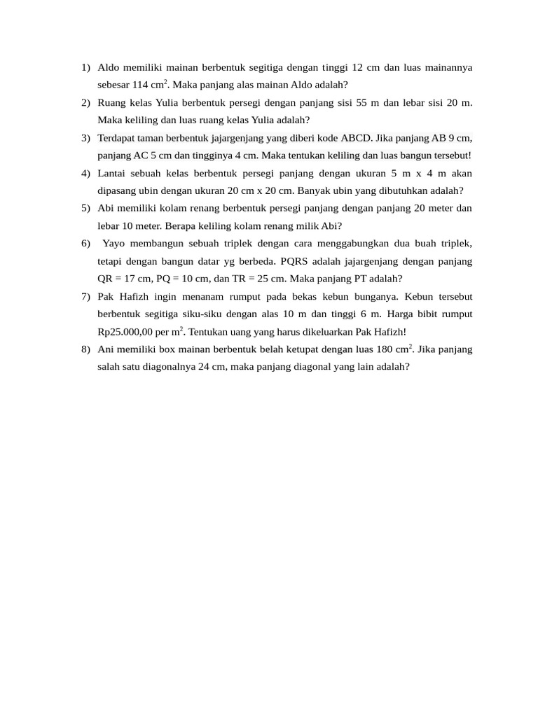 Latihan Soal MTK Kls 5 | PDF