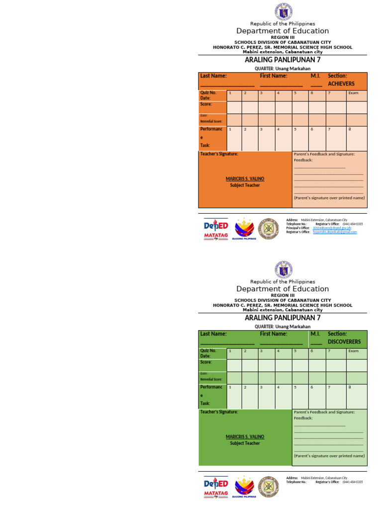 Quiz Booklet Cover | PDF
