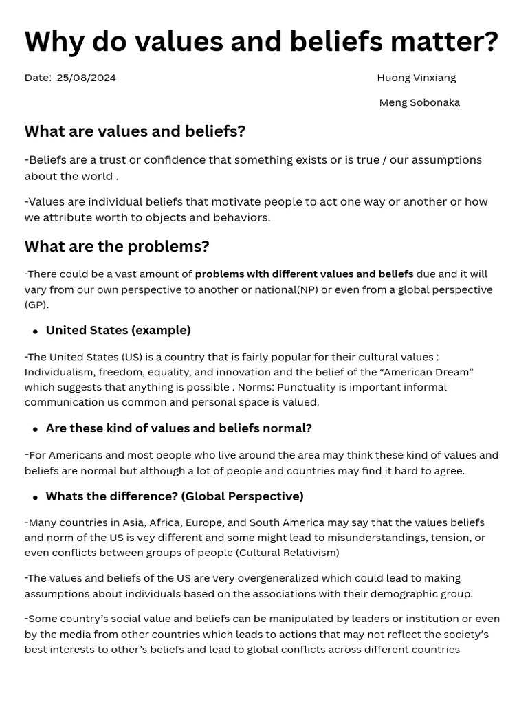 Why Do Values and Beliefs Matte9r | PDF