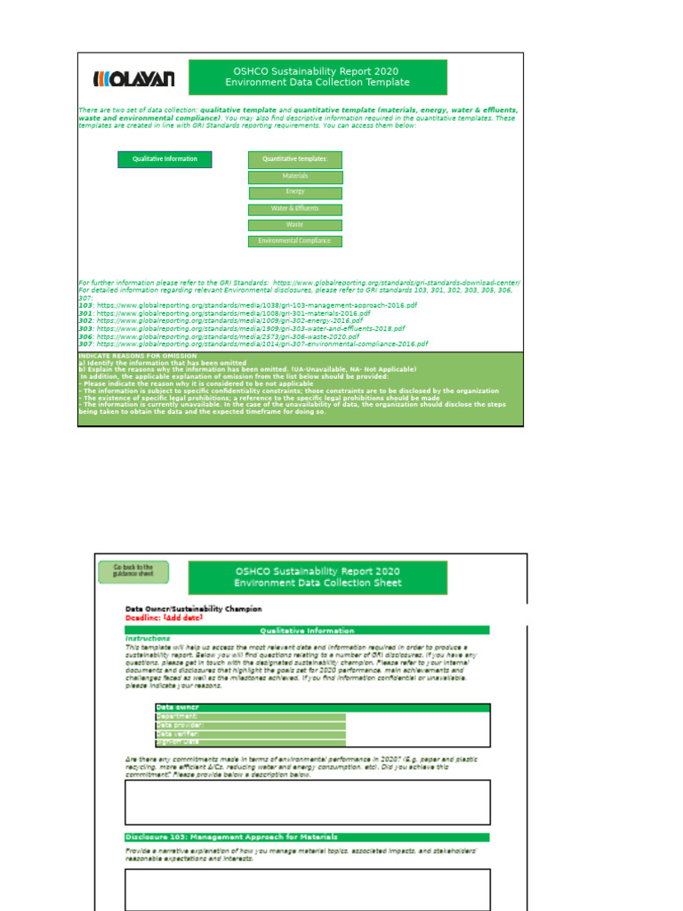 Environment Data Collection Template 2020 | PDF