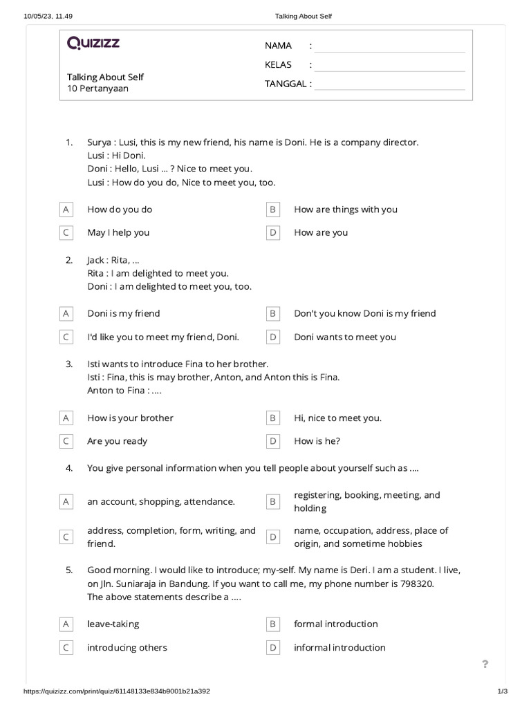 Talking About Self | PDF