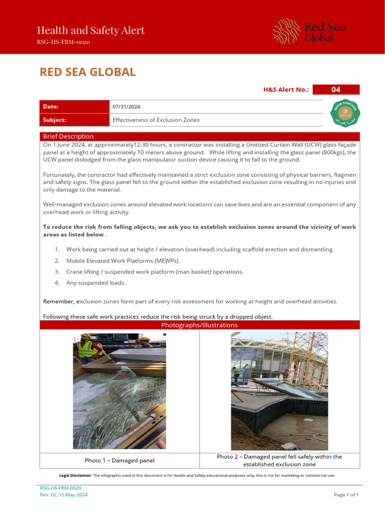 RSG Health and Safety Alert#4 - Effectiveness of Exclusion Zones | PDF