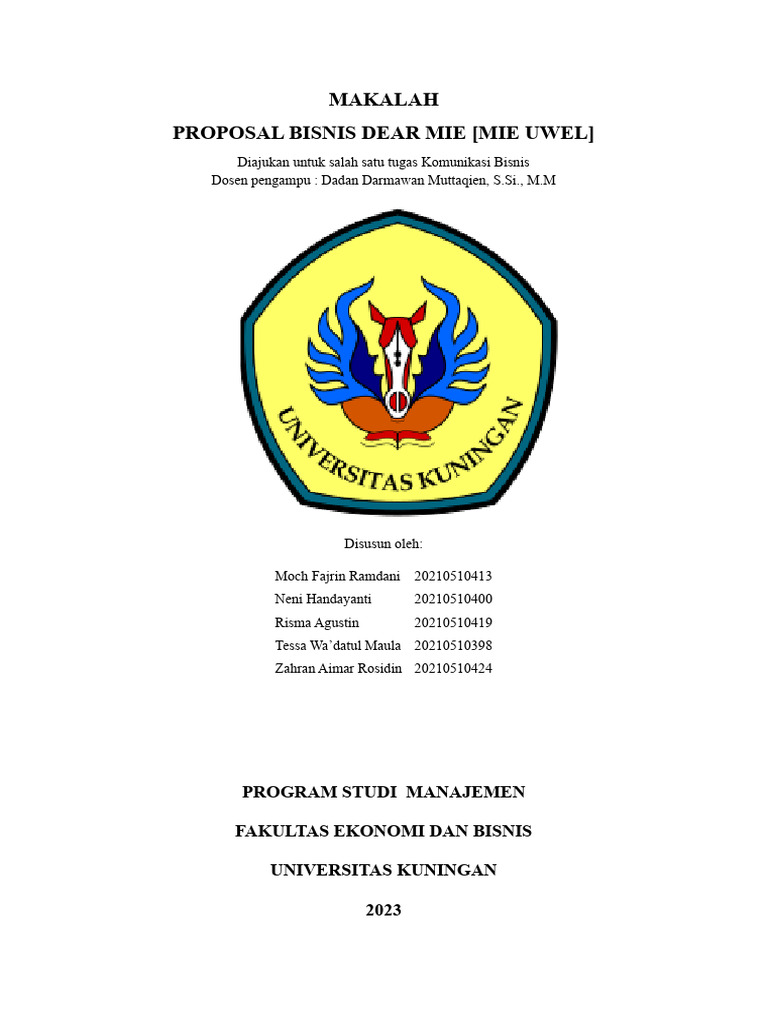 Proposal Bisnis Mie Uwellll | PDF