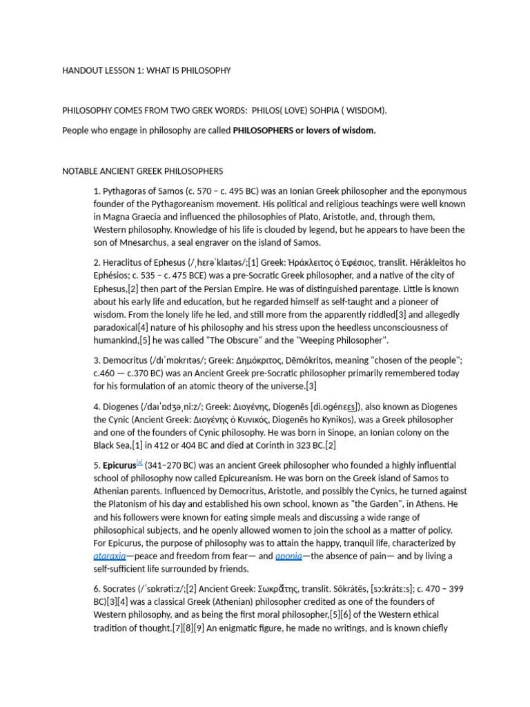 HANDOUT-LESSON-1-WHAT-IS-PHILOSOPHY | PDF