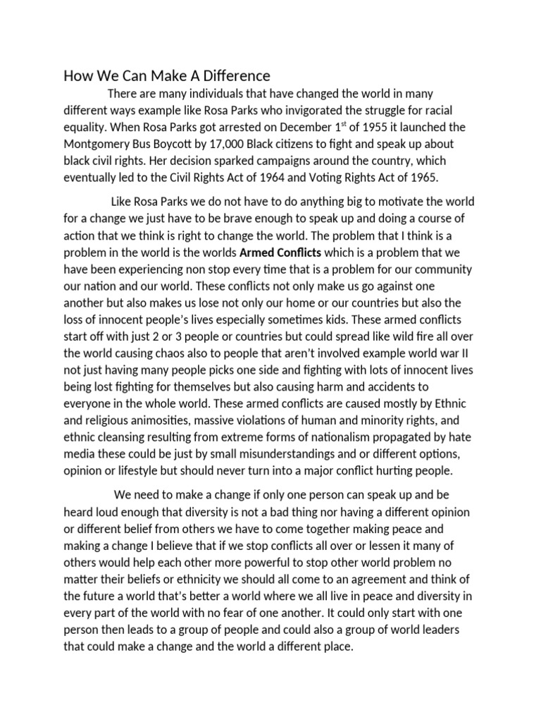 How We Can Make A Difference | PDF