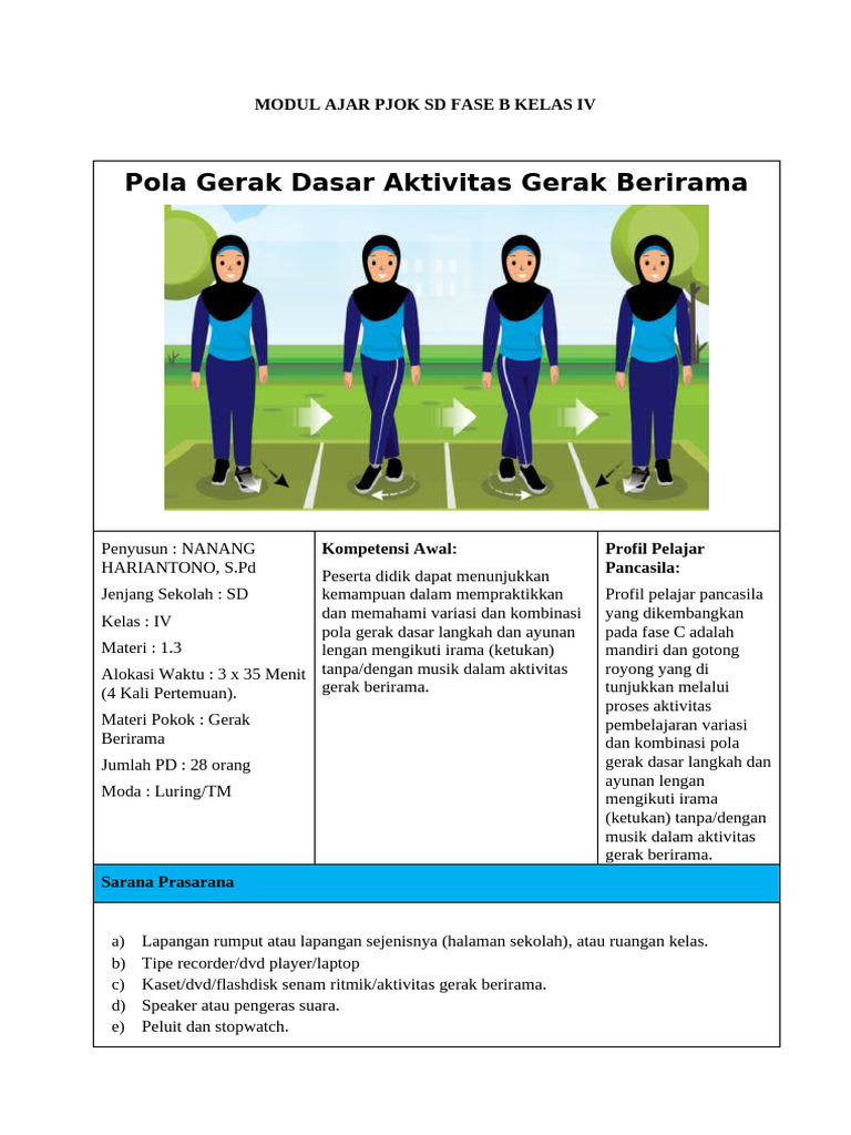Modul Ajar Pjok Kelas 4 Sem 2 Aktivitas Gerak Berirama | PDF