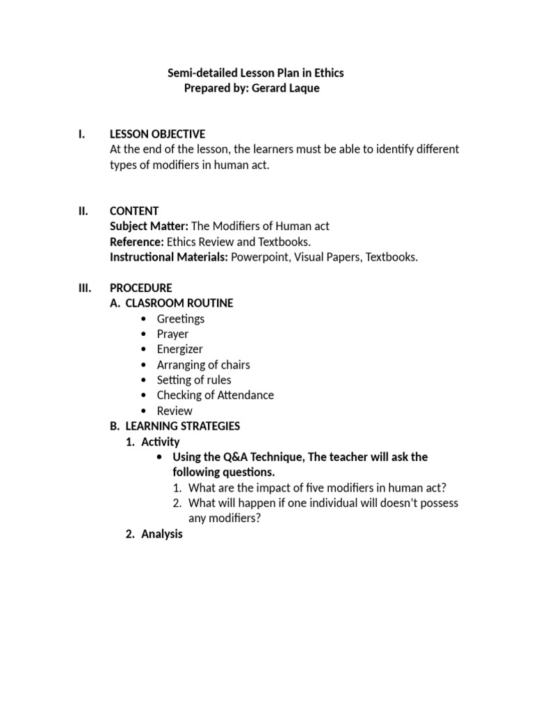 Semi Detailed Lesson Plan | PDF