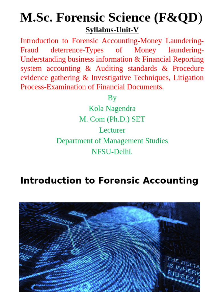 Forensic Accounting - I | PDF