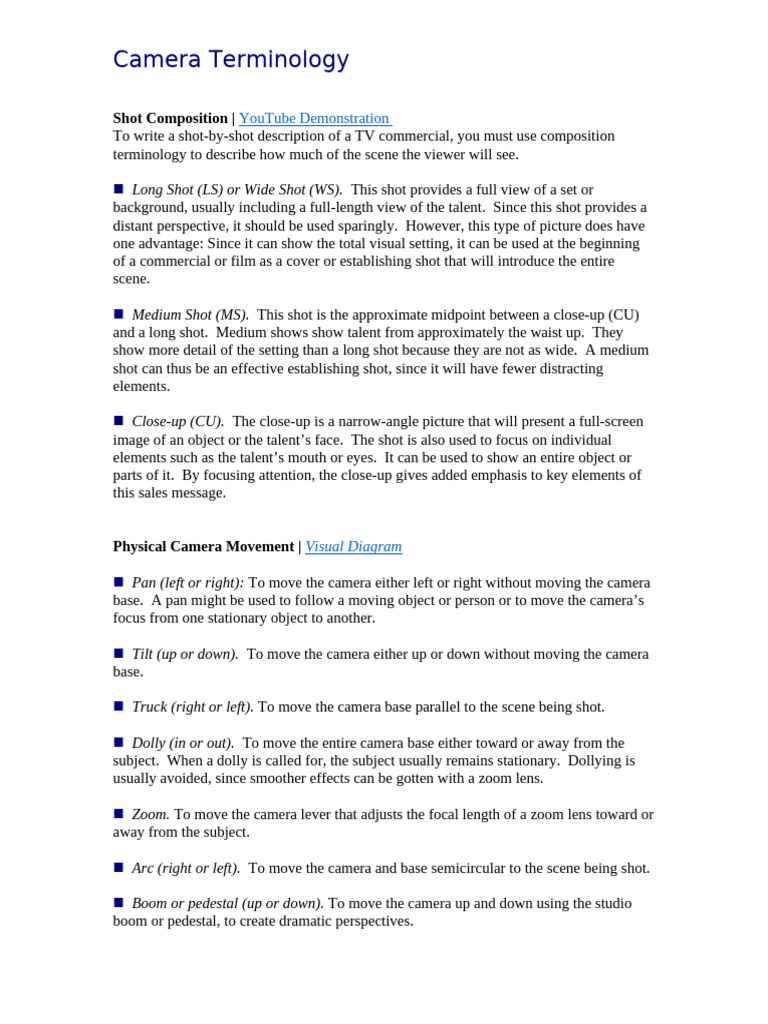 Camera Terminology | PDF