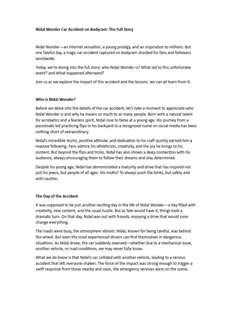 Nidal Wonder Car Accident On Bodycam - Inw Vo | PDF