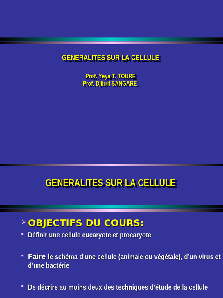 01 Généralités Sur La Cellule | PDF
