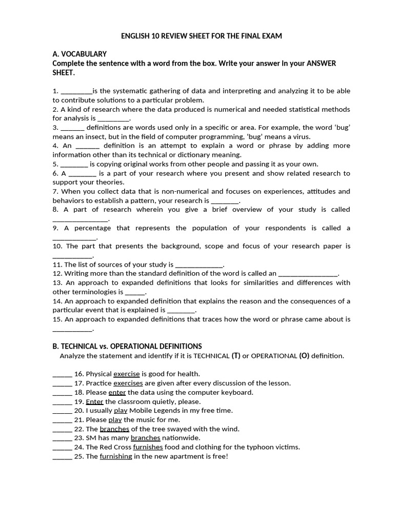 ENGLISH 10 REVIEW MATERIAL 4th Quarter SEMI FINAL EXAM | PDF