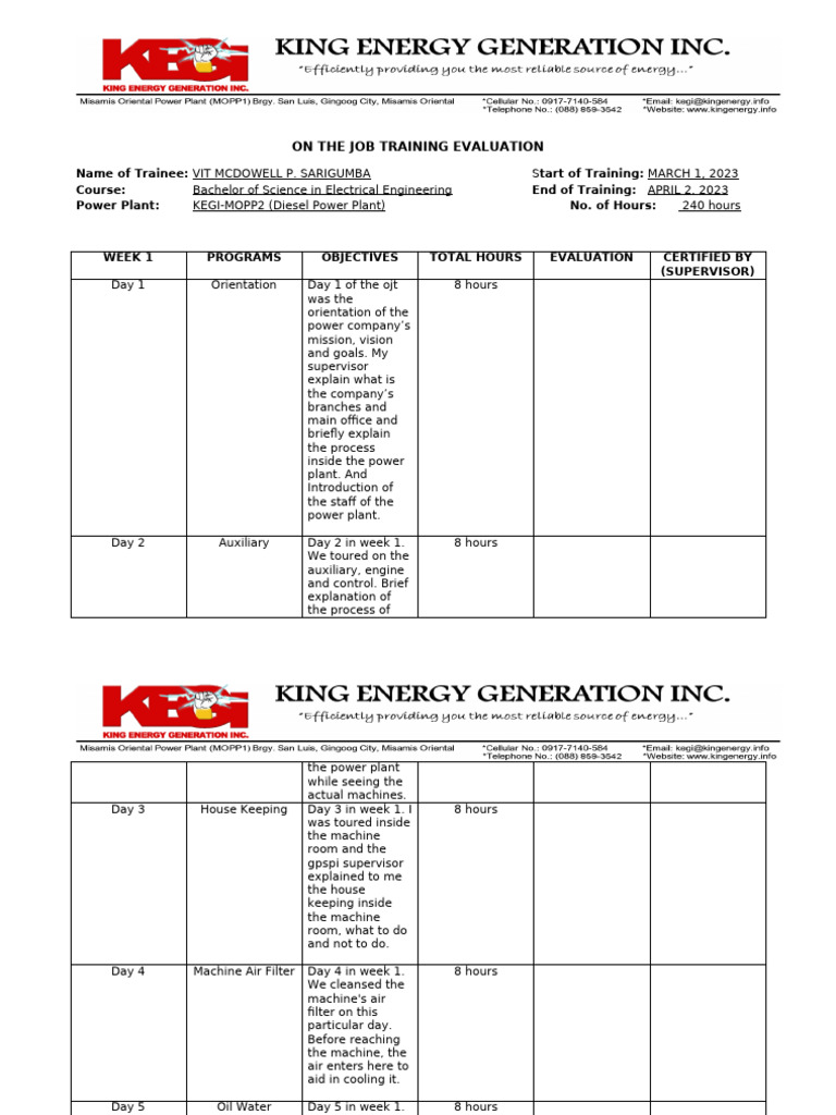 Daily Accomplishment Report (Kegi) | PDF