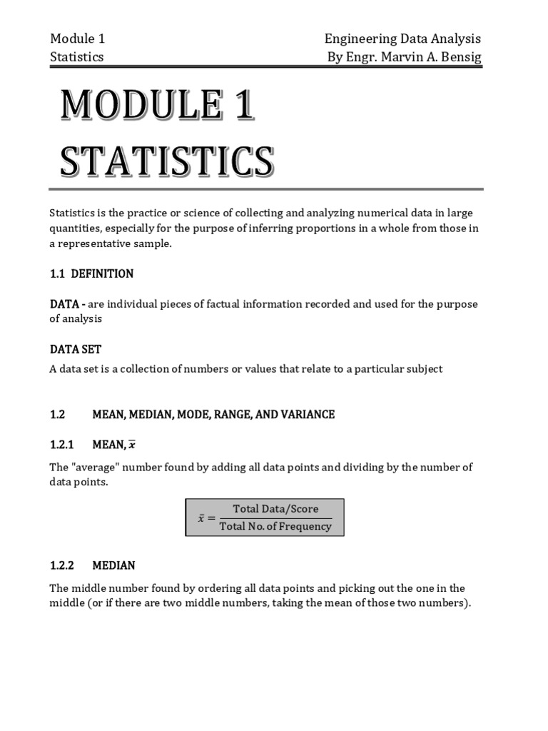 MODULE 1 Statistics 1 | PDF