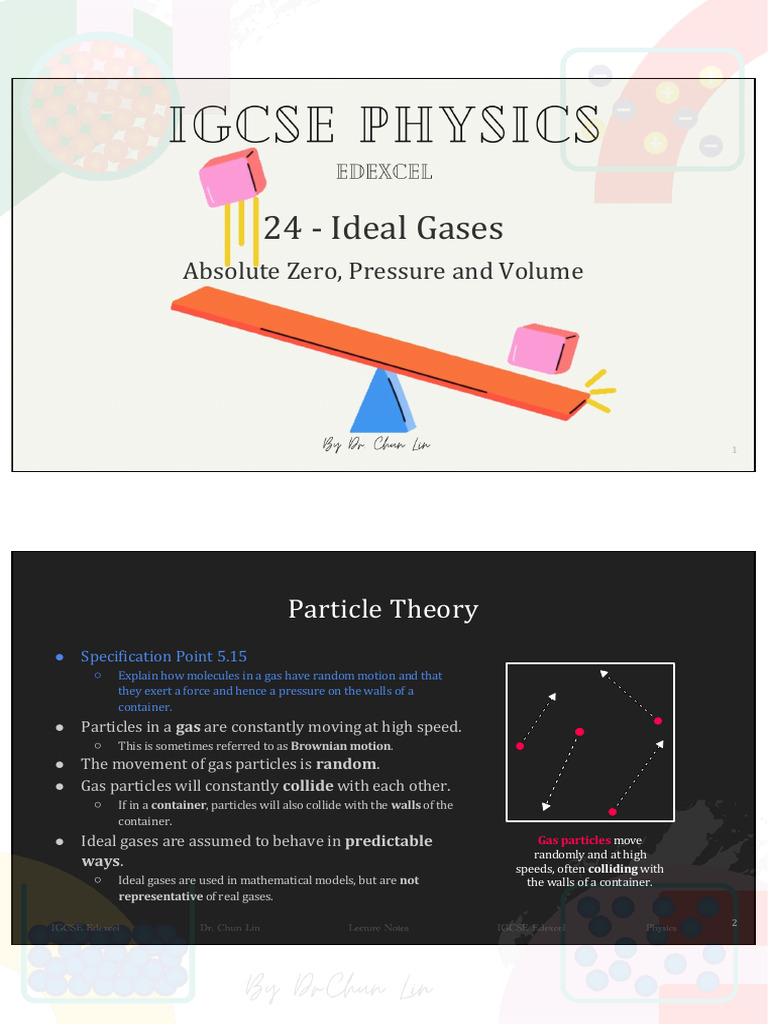 IGCSE Physics Lecture 24 - Ideal Gases (GC) | PDF