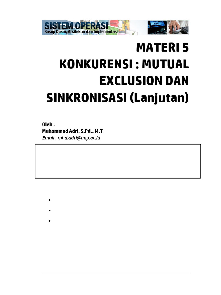 MATERI V B. KONKURENSI - Mutual Exclusion | PDF