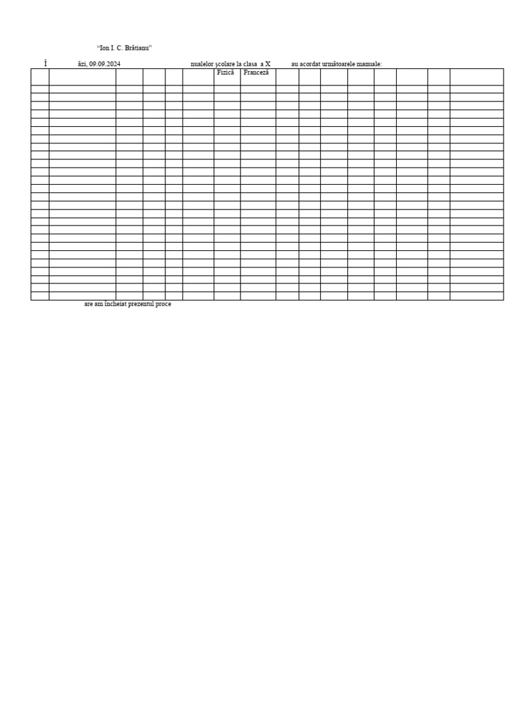 1 Tabel Nominl Cu Situatia Manualelor Scolare | PDF