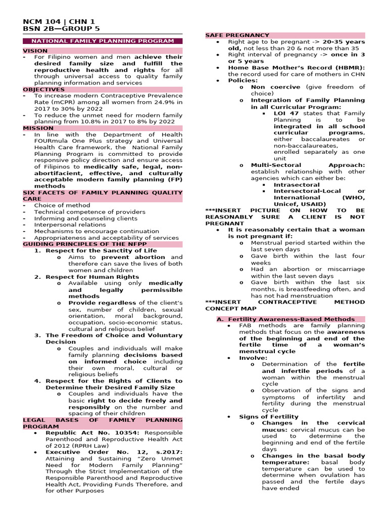 BSN 2B - Group 5 (Report On National Family Planning Program) | PDF