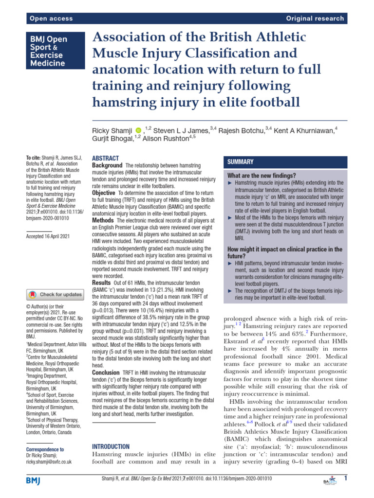 BAMIC Anatomic-Location Reinjury | PDF | Magnetic Resonance Imaging ...
