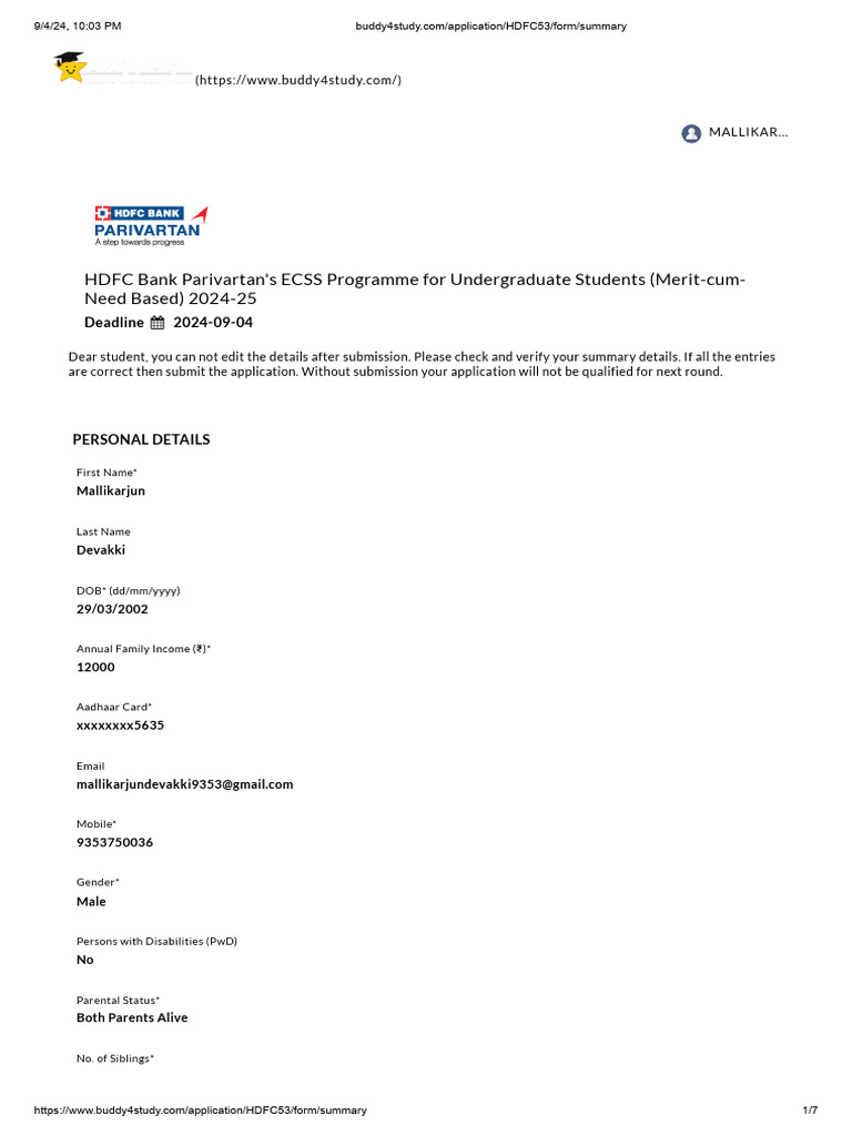 HDFC Bank Parivartan's ECSS Programme For Undergraduate Students (Merit-cum-Need Based) 2024-25 ...