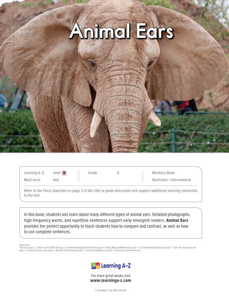Animal Ears Book for Early Readers | PDF
