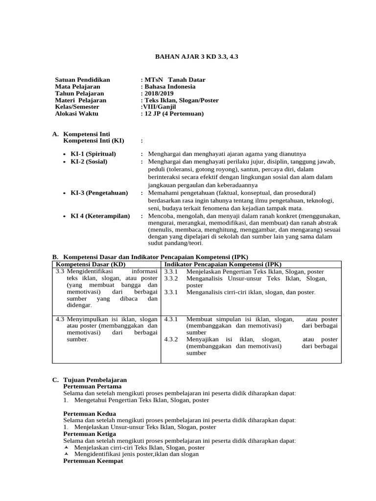Bahan Ajar RPP KD 3.3 DAN 4.3 OKE Las | PDF