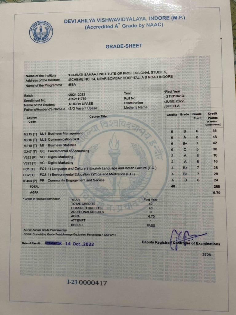 College Marksheet | PDF