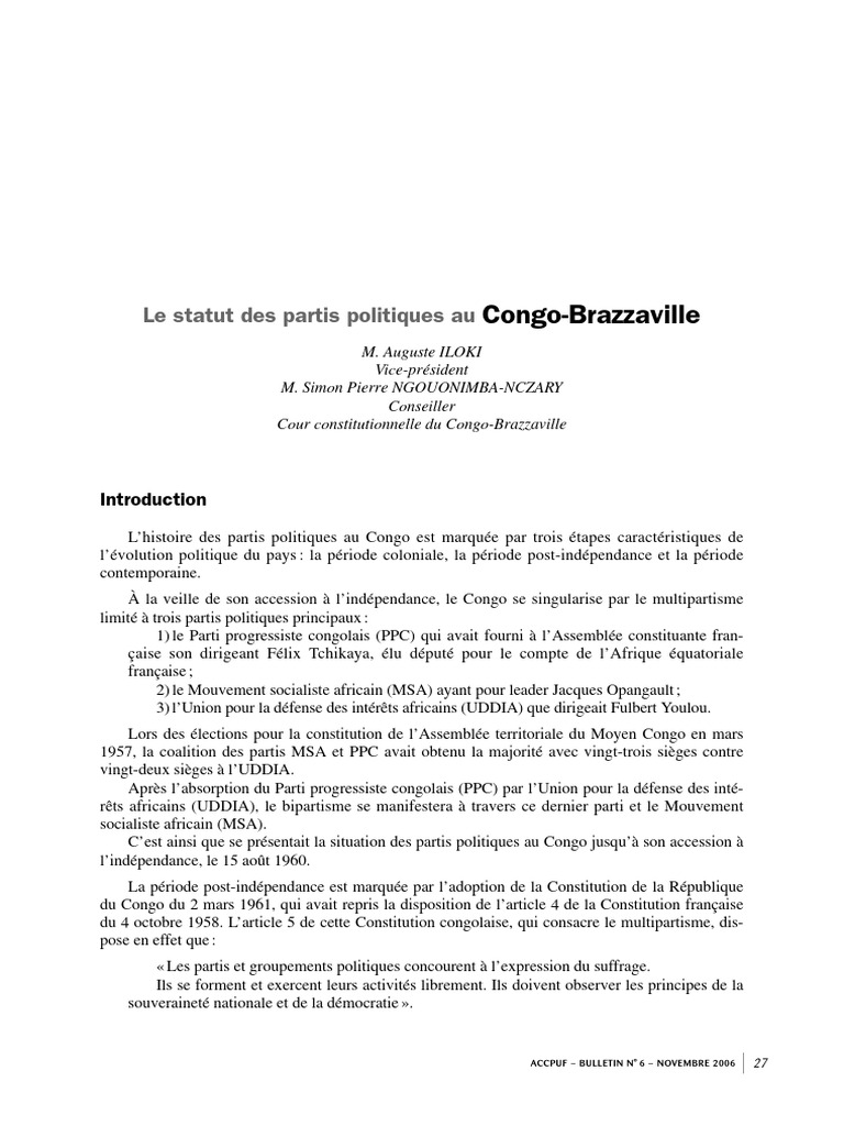 Bulletin6 TI Ch1.2 Congo Brazzaville | PDF