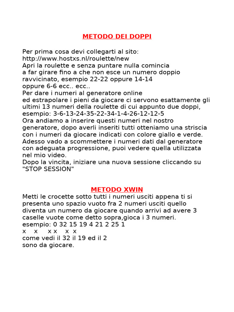 Metodo Dei Doppi e Xwin | PDF
