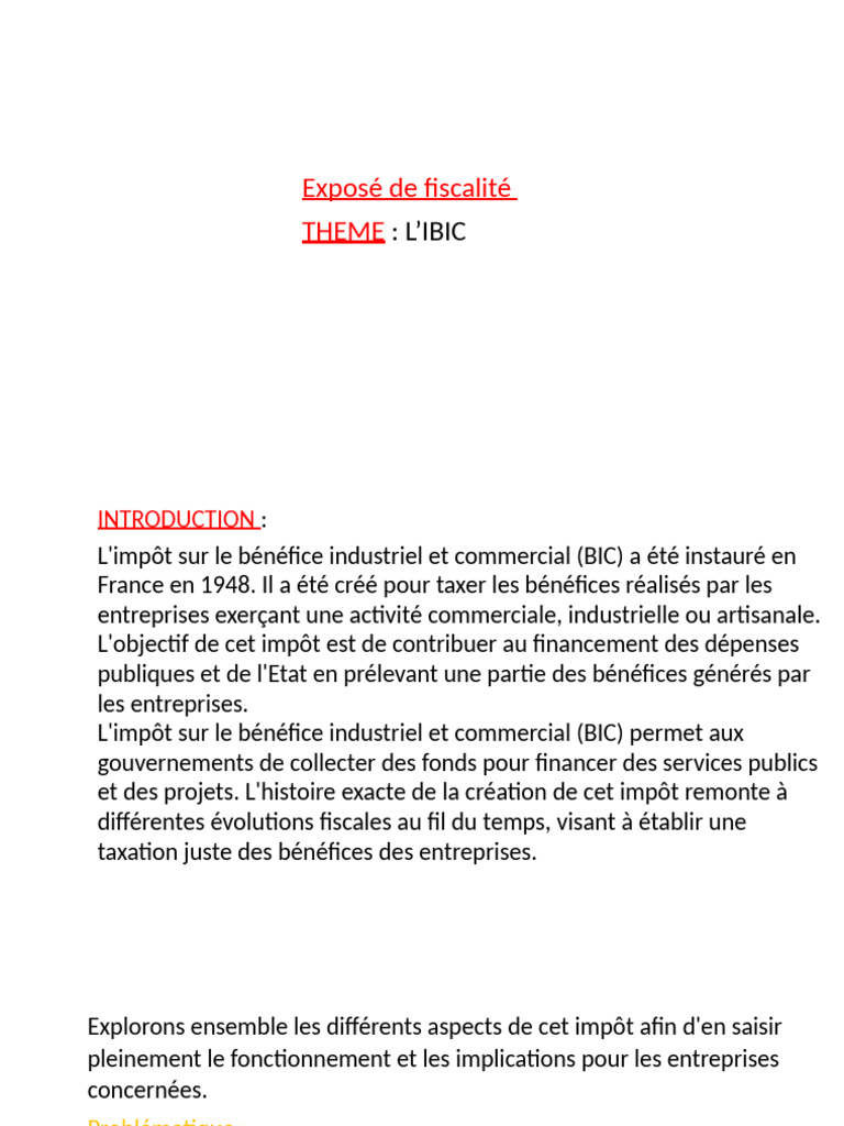 Présentation POWER POIN FISCAITE IBIC | PDF
