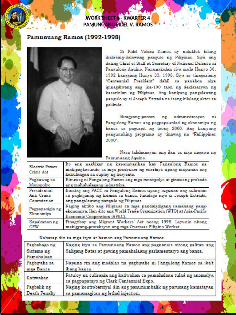 Work Sheet 2 Pamunuang Fidel v. Ramos | PDF