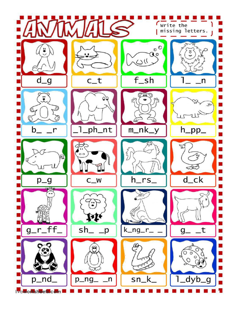 Animals (Missing Letters) | PDF