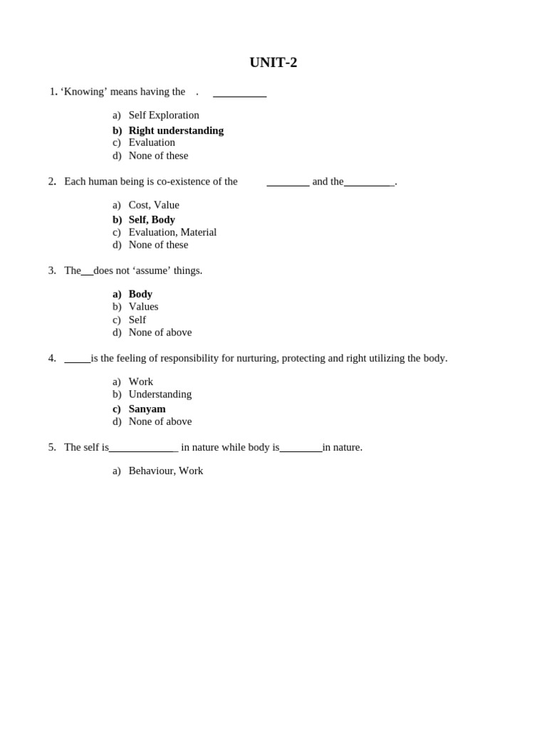 MCQ UHV Module 2 and 3 | PDF