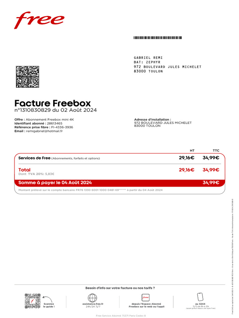 Facture Free 202408 28613465 1310830829 | PDF