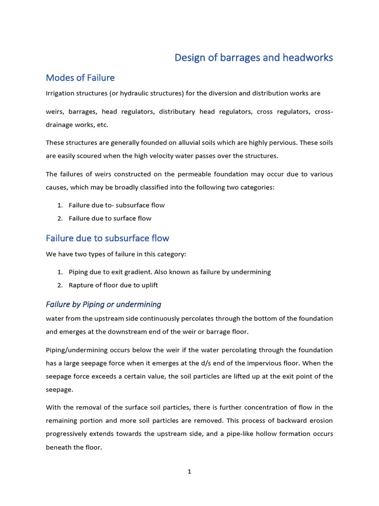EECQ 5141 - Design of Barrages and Headworks - A2 | PDF