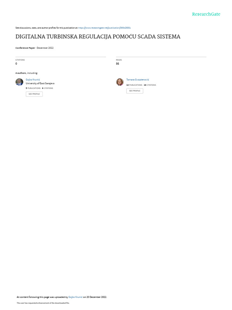 Digitalna Turbinska Regulacija Pomocu Scada Sistema | PDF