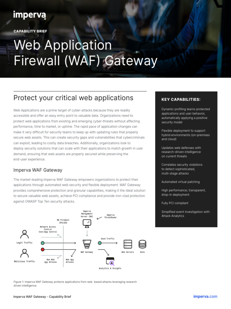Imperva - WAF Gateway CapabilityBrief 20200730 | PDF