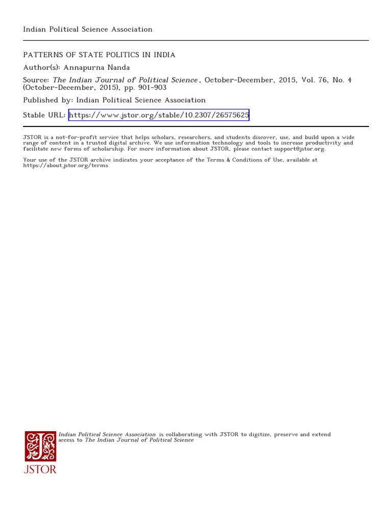 Patterns of State Politics in India | PDF