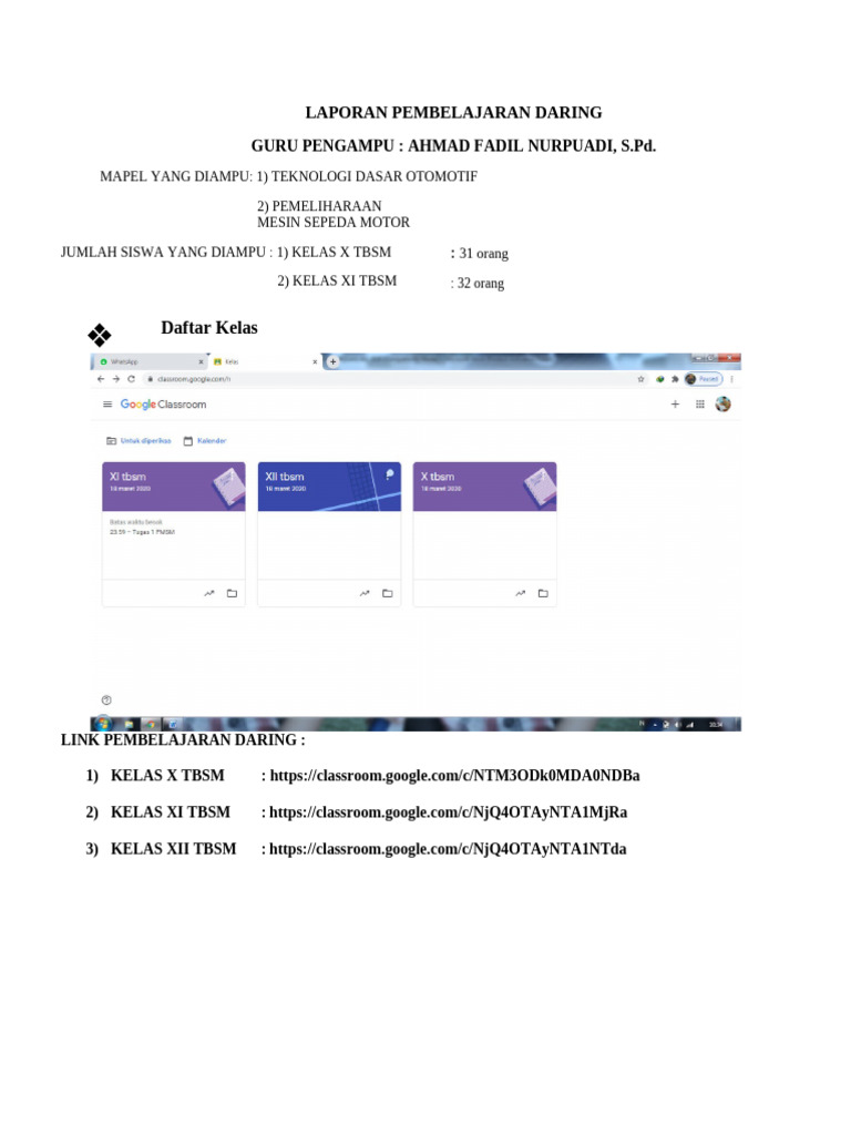 Laporan Daring 1 Riski Jurusan TBSM 2020 | PDF