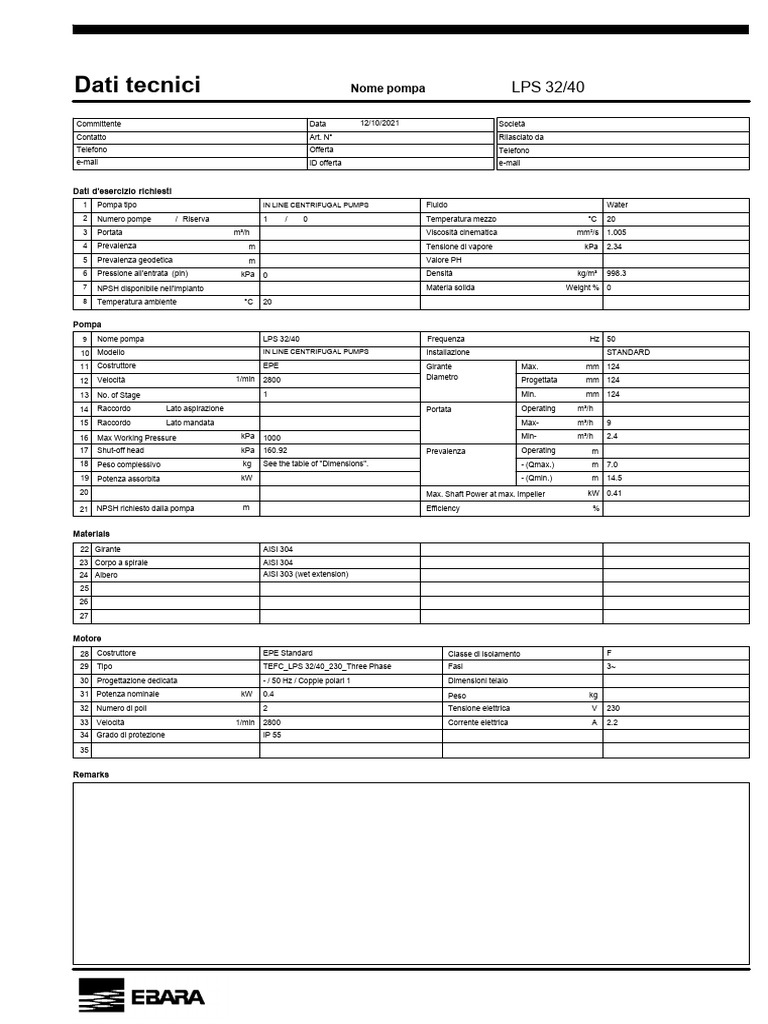 Scheda Tecnica - LPS 32 - 40 | PDF