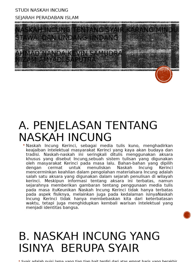 Studi Naskah Incung (Nizam Amyadi Saputra 0 Ahmad Nanda Kevin Samudera | PDF