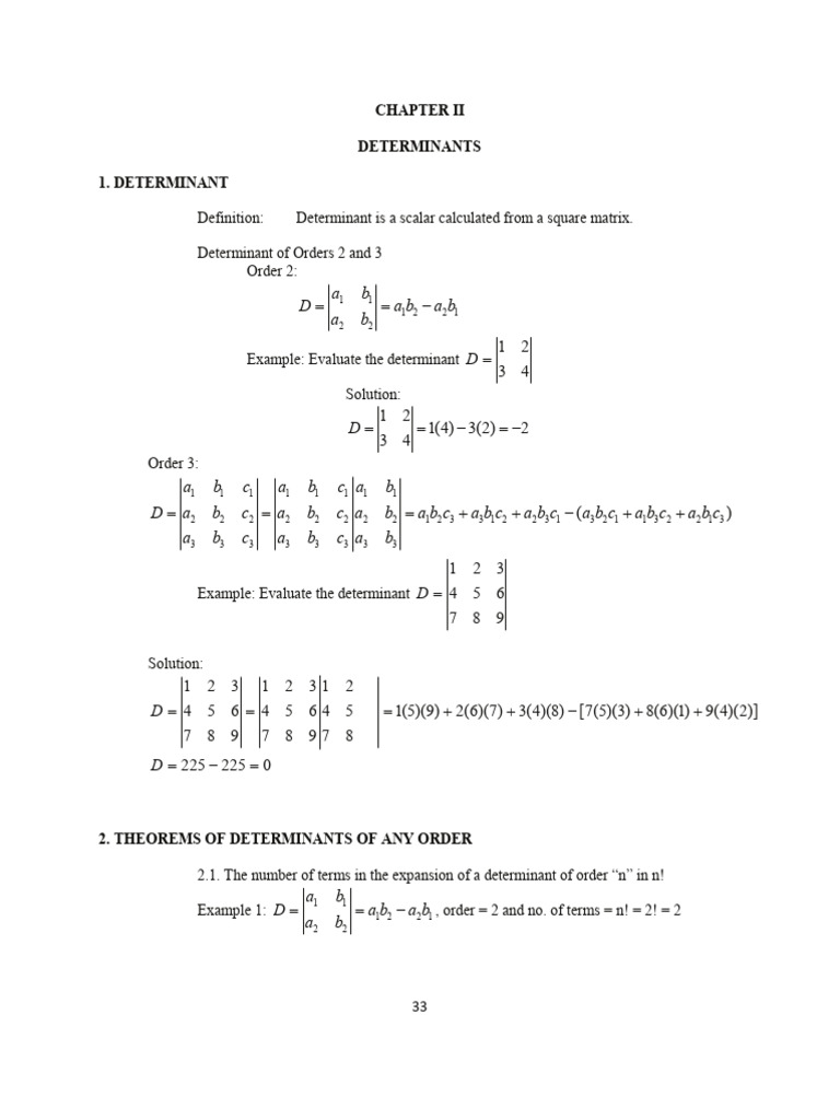 Lesson 2 Determinants Systems of Linear Equations | PDF