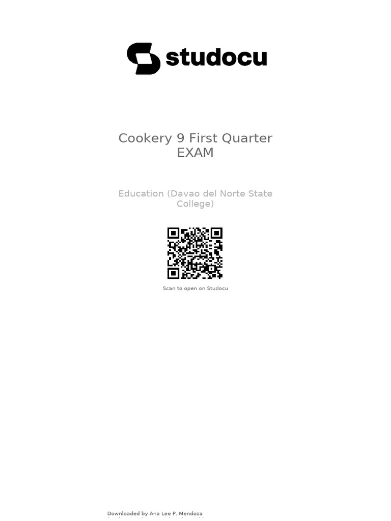 Cookery 9 First Quarter Exam | PDF | Hors D'oeuvre | Home & Garden