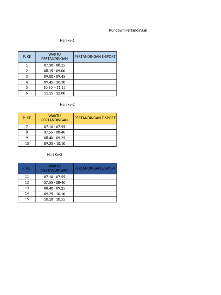 Rundown Pertandingan HUT 79 Fix | PDF