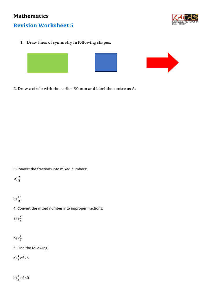Math Revision Worksheet 5555 | PDF