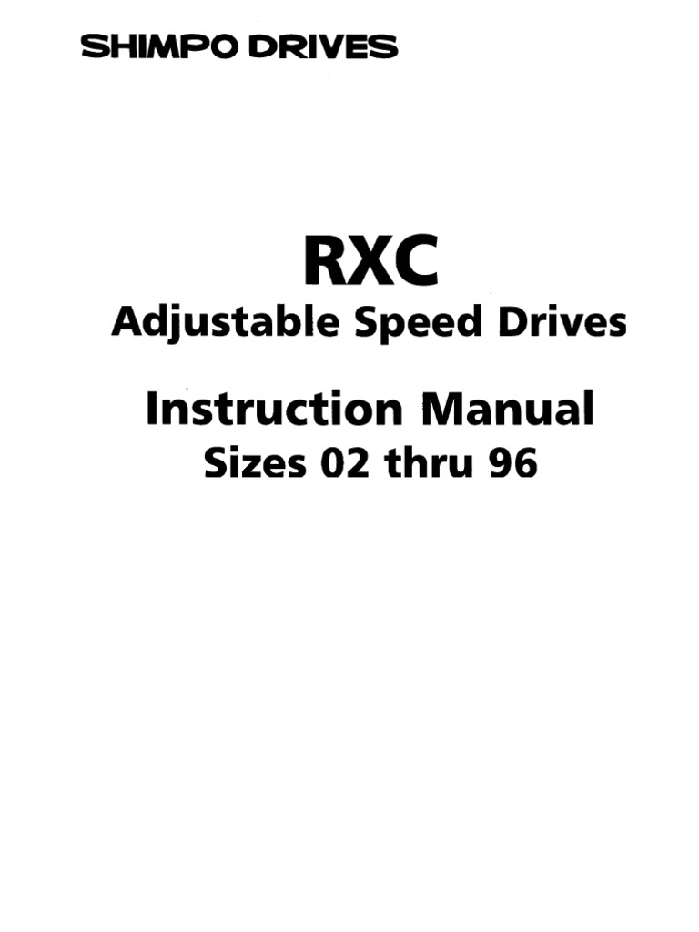 Shimpo Drives RXC Adjustable Speed Drives | PDF