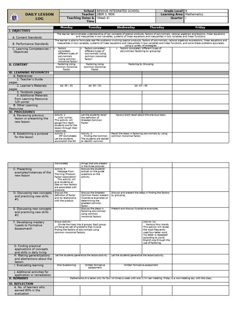 Sample-Grade-8-DLL-Q1W6 | PDF