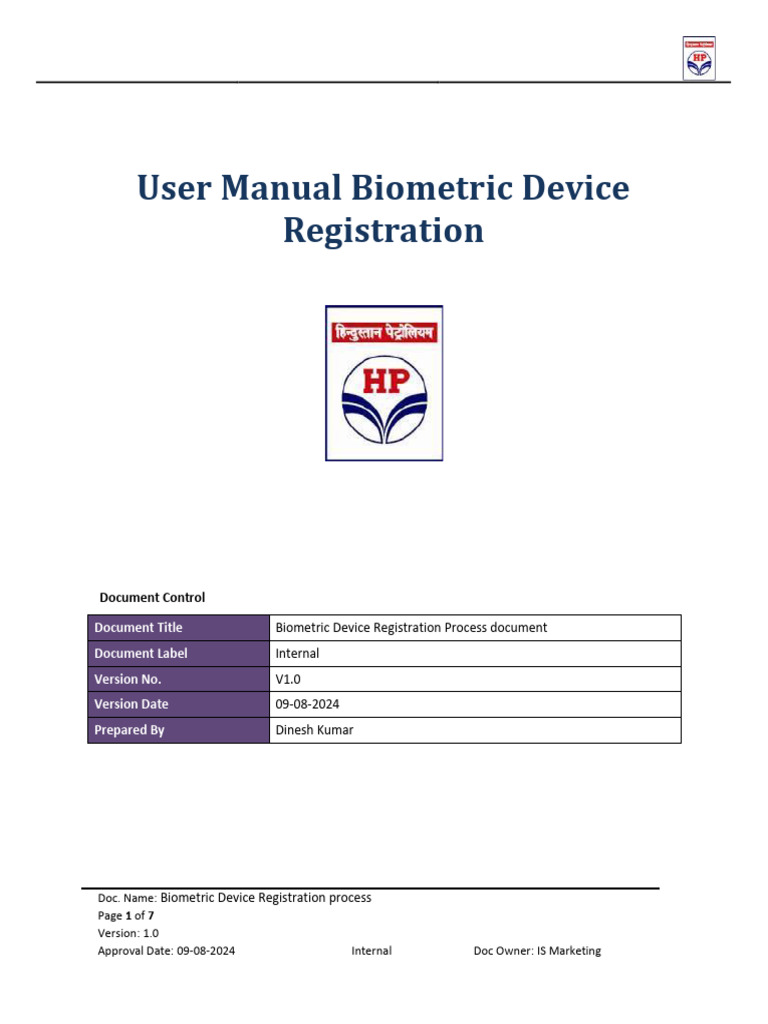 Biometric Device Registration Guide | PDF | Biometrics | Business
